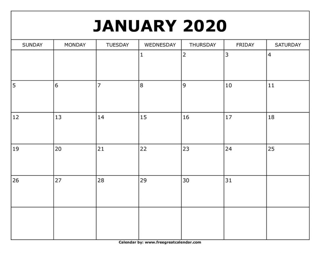Free Printable January 2022 Calendar
